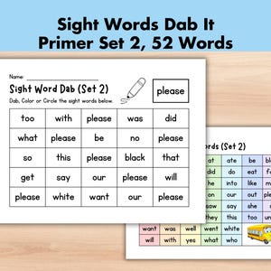 Sight Word Dab It Worksheet, Sight Word Activity, Kindergarten ...