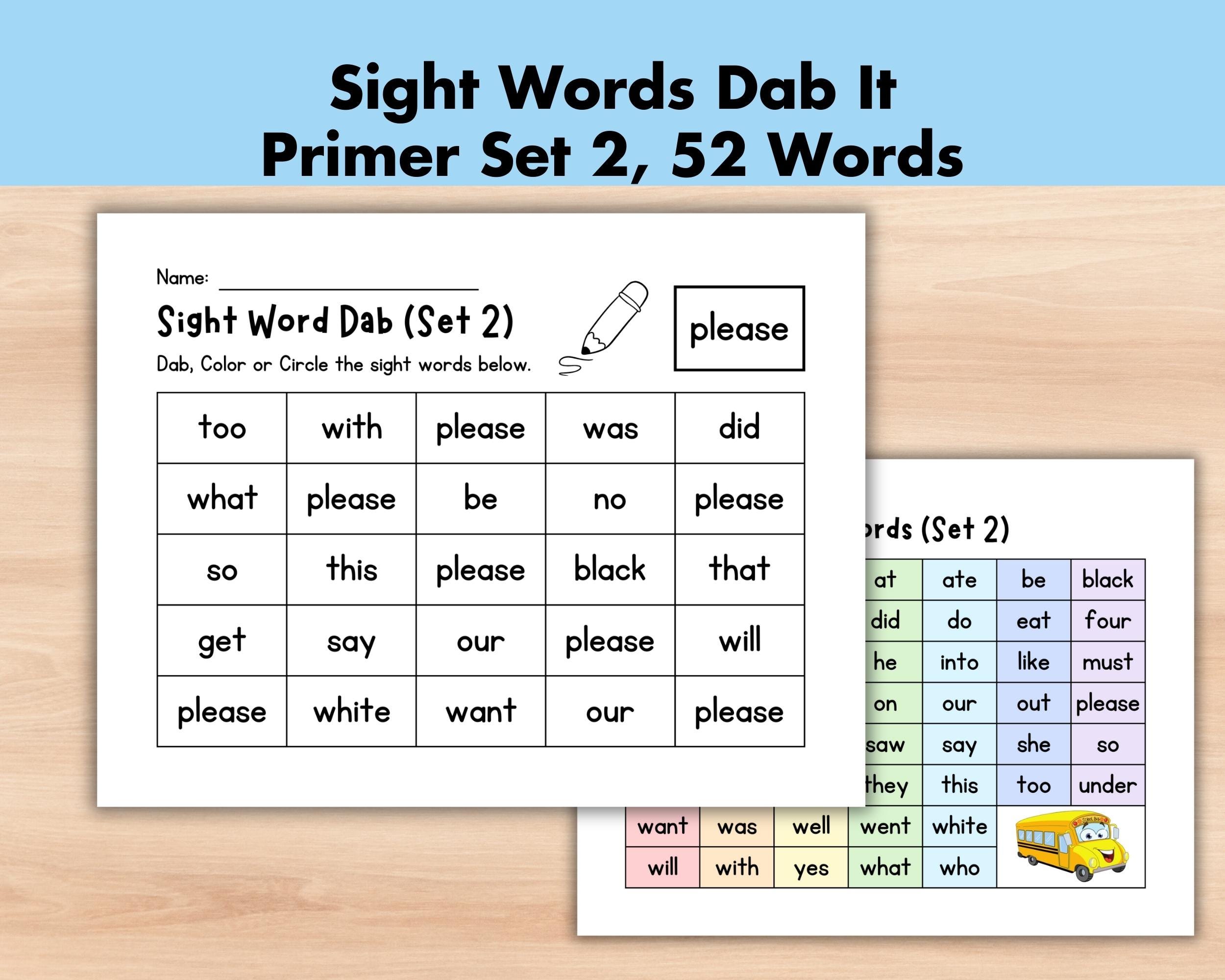 Sight Word Dab It Worksheet, Sight Word Activity, Kindergarten ...