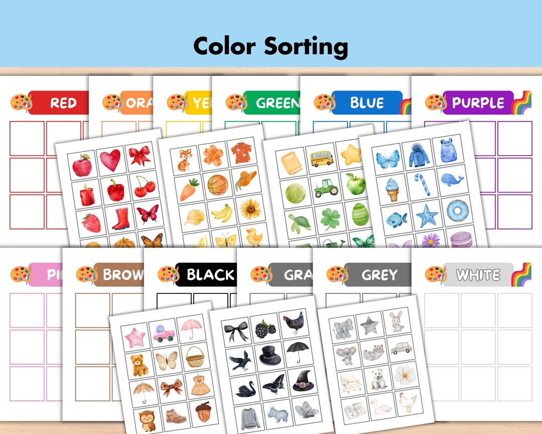 Color Sorting Activities Posters,color Matching, Learning Colors, Busy ...