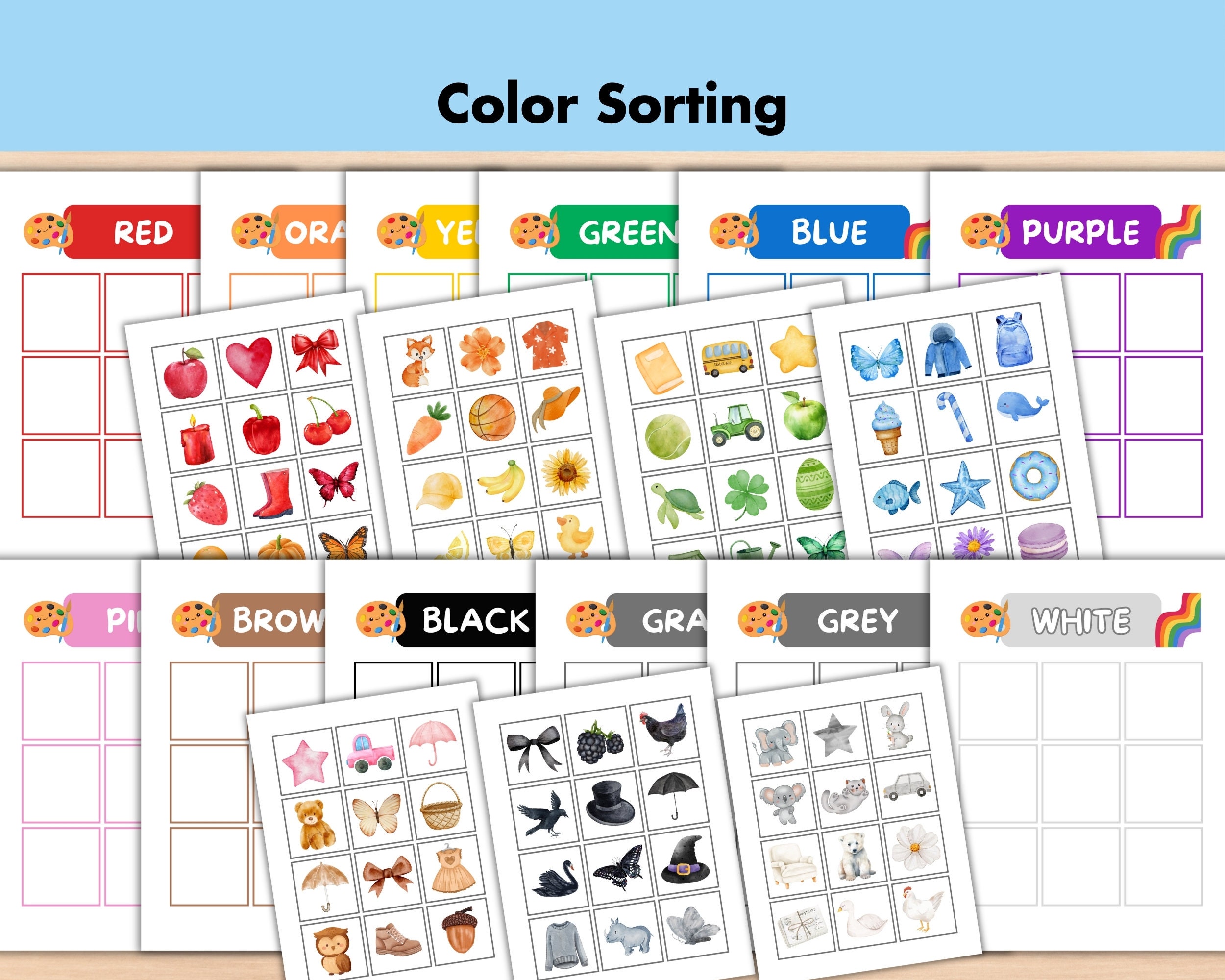 Color Sorting Activities Posters,color Matching, Learning Colors, Busy ...
