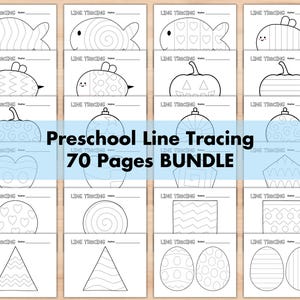 70 Preschool Line Tracing Worksheet Bundle, Line Trace Page Printable ...