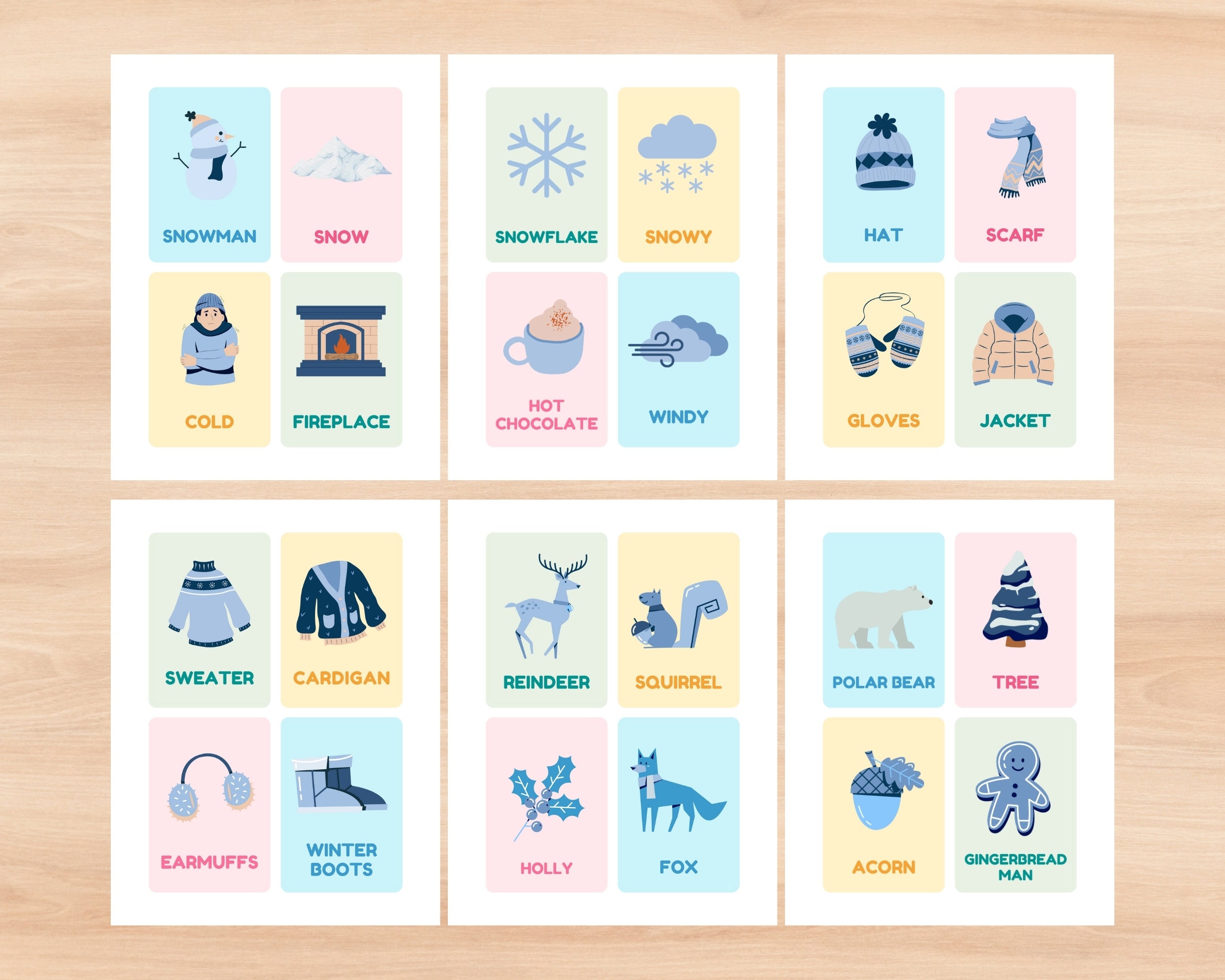 24 Winter Flashcards, Winter Vocabulary Nature Cards,printable ...