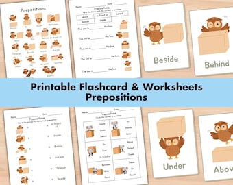 Preposition Flashcard Worksheet, Parts of Speech, Positional Words ...