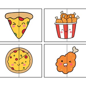 Food Matching Card Game, Symmetry Puzzle, Printable Toddler Preschool ...