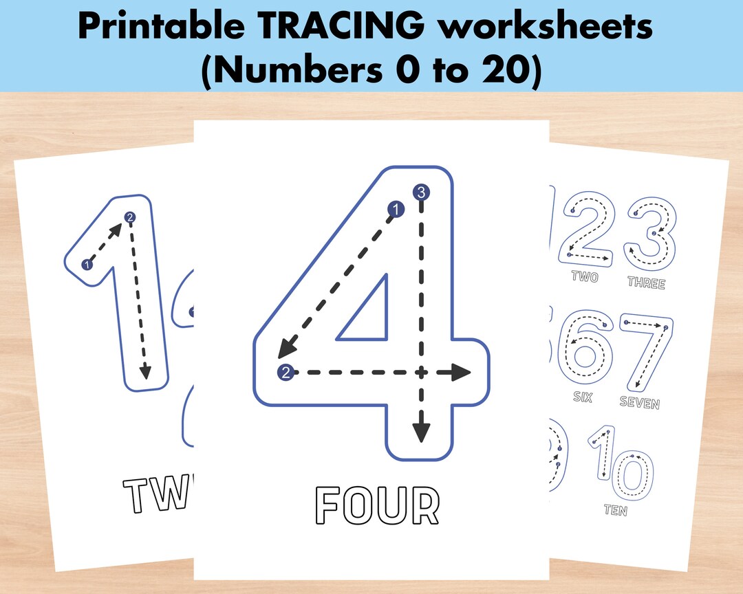 Preschool Numbers Tracing Worksheet, Handwriting Practice, Basic ...