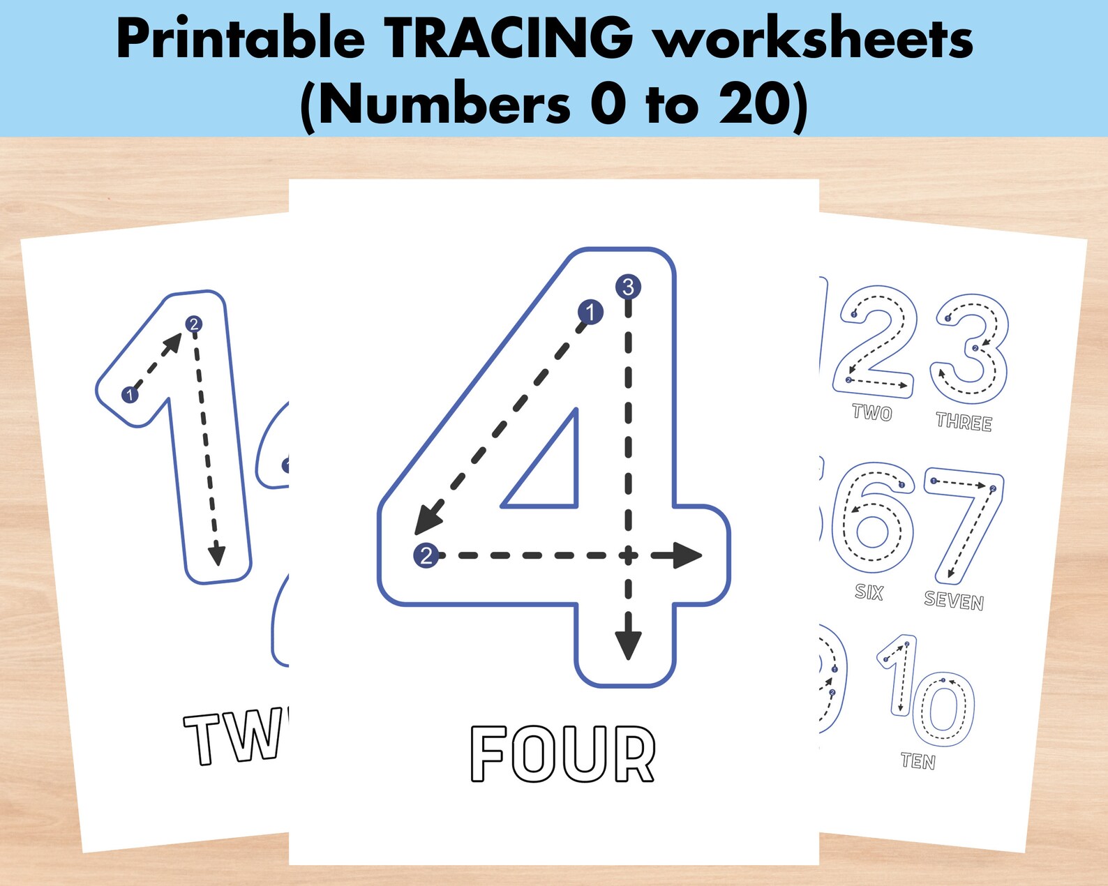 Preschool Numbers Tracing Worksheet, Handwriting Practice, Basic ...