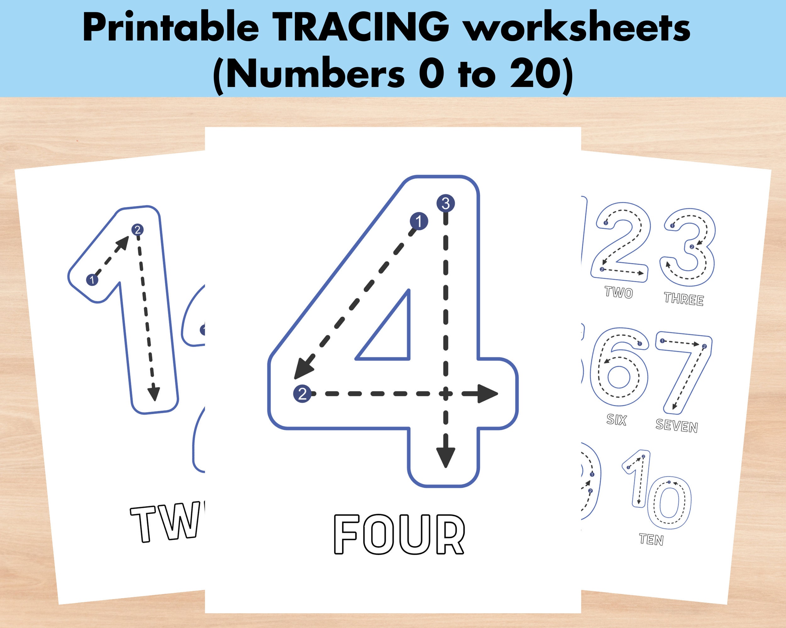 Preschool Numbers Tracing Worksheet, Handwriting Practice, Basic ...