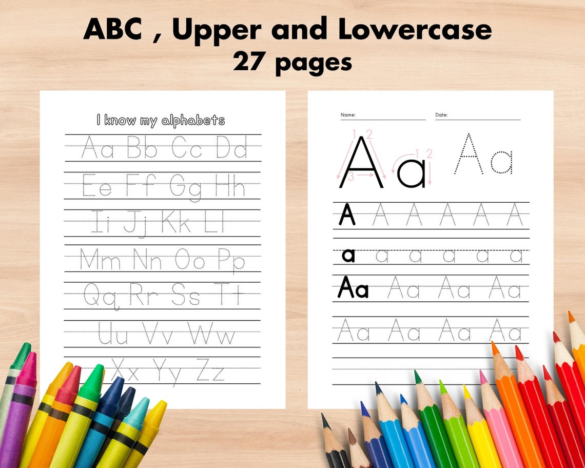 44 Alphabet Numbers Tracing Worksheets Handwriting Practice for ...
