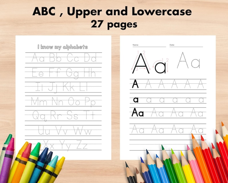 44 Alphabet Numbers Tracing Worksheets | Handwriting Practice for ...