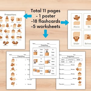 Preposition Flashcard Worksheet, Parts of Speech, Positional Words ...