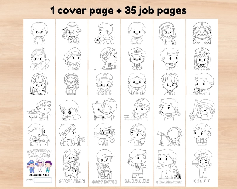 35 Community Helpers Coloring Page, Job Career Day Coloring Book ...