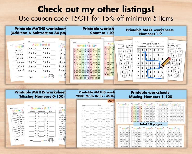 22 Printable Number Chart, Count to 120 Worksheets, Preschool Skip ...