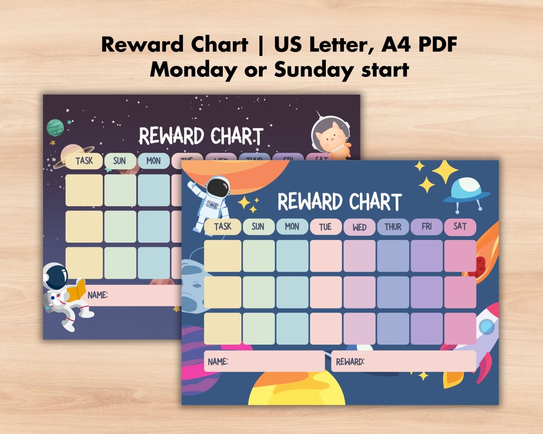Astronaut Reward Chart Toddler, Printable Sticker Chart,kids Chore ...