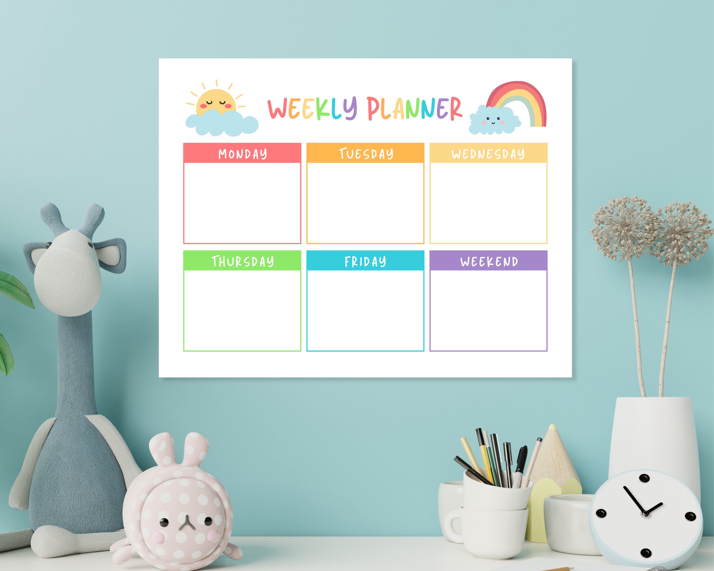 Colorful Kids Weekly Planner Homeschool Schedule Organizer - Etsy