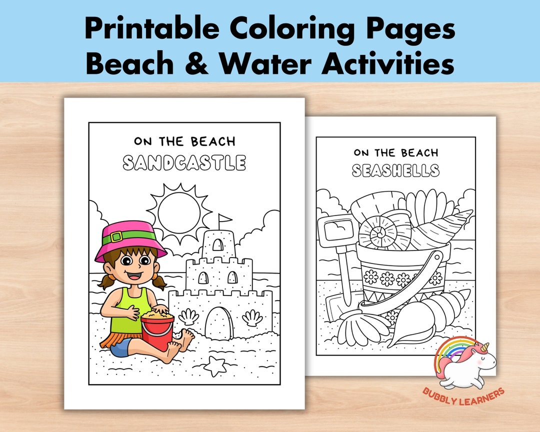 25 Jumbo Beach Coloring Pages, Printable Beach Activity Coloring, Kids ...