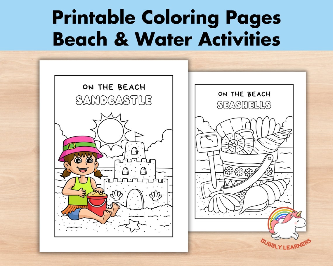 25 Jumbo Beach Coloring Pages, Printable Beach Activity Coloring, Kids ...