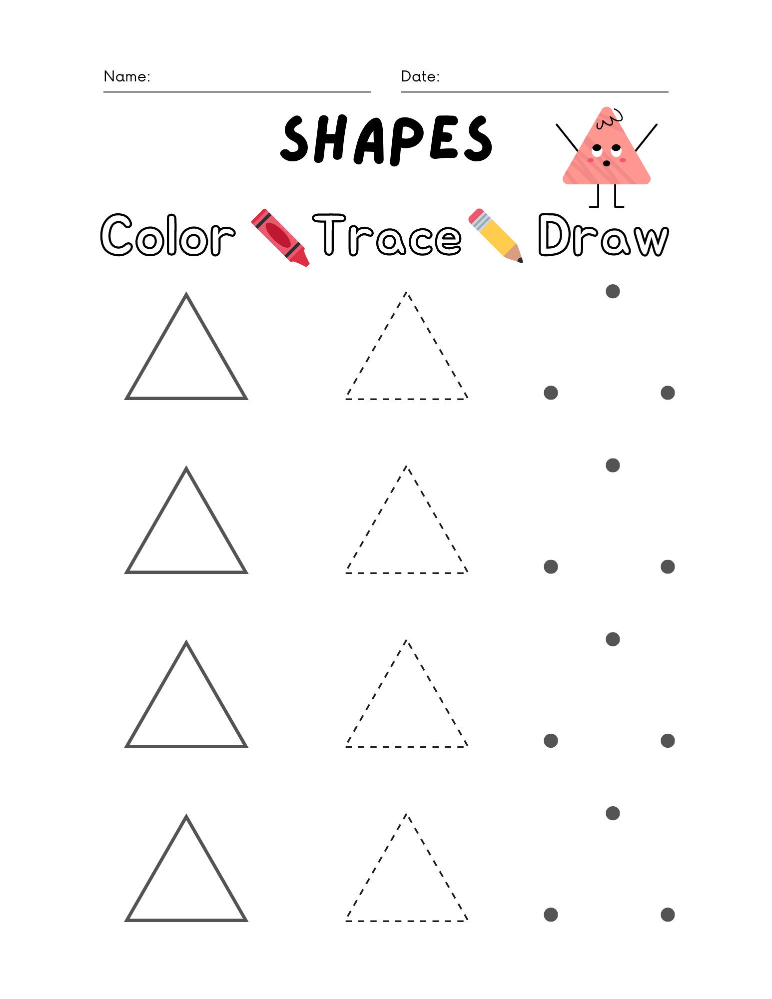 Printable Draw the Shape, Learn Shapes, Shape Tracing, Shape Drawing ...