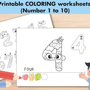 Coloring Numbers Worksheet, Monster Colouring Pages, Kindergarten ...