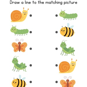 50 Printable Matching Worksheets, Match the Picture, Kindergarten ...