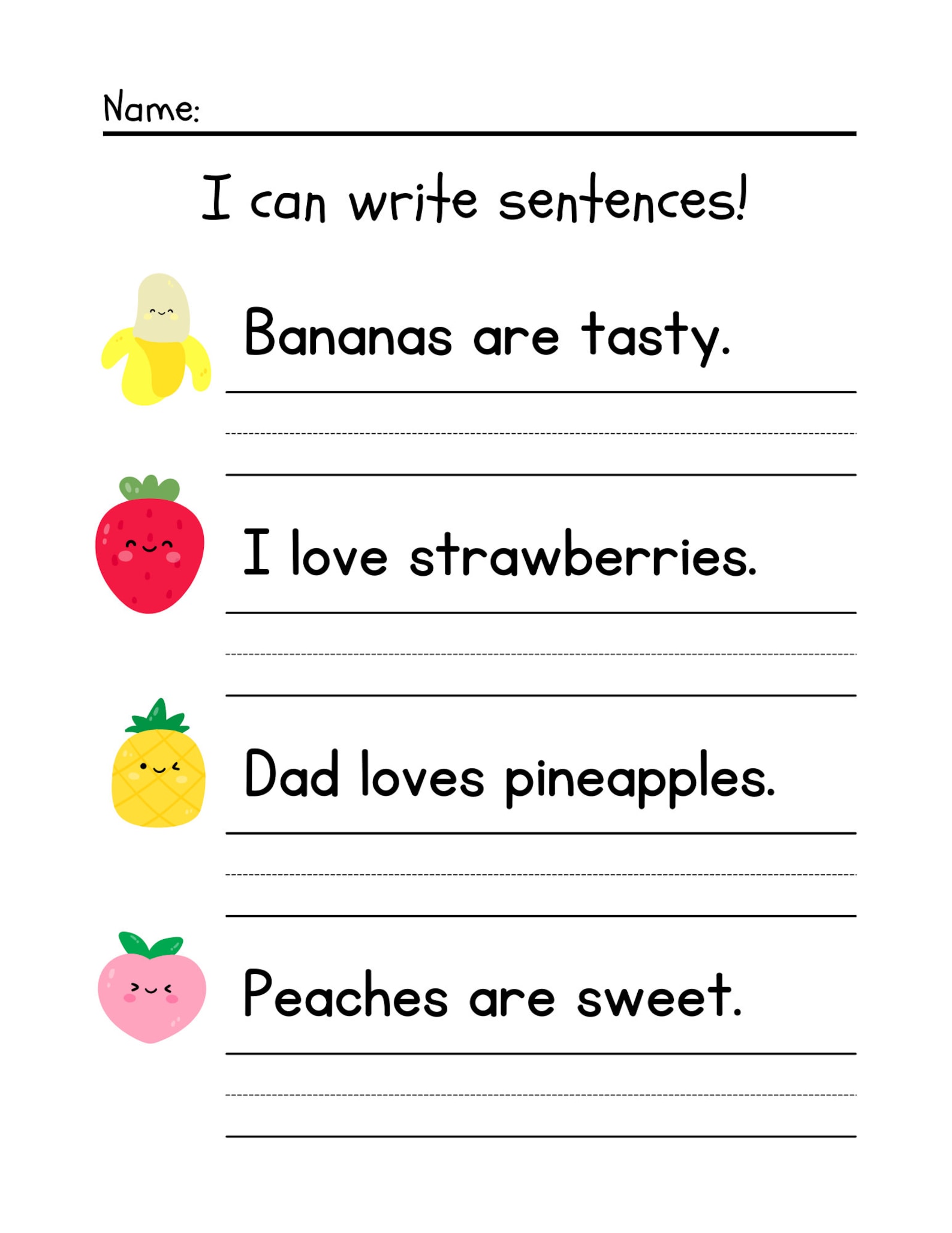 Sentence Writing Practice Worksheets, Printable Writing English ...