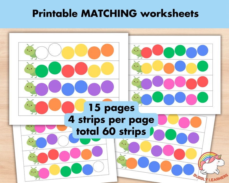 60 Printable Pom Pom Pattern Activity Card, Kindergarten Preschool ...