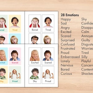28 Photo Emotions Flashcards, Printable Feelings Flash Cards, Real ...