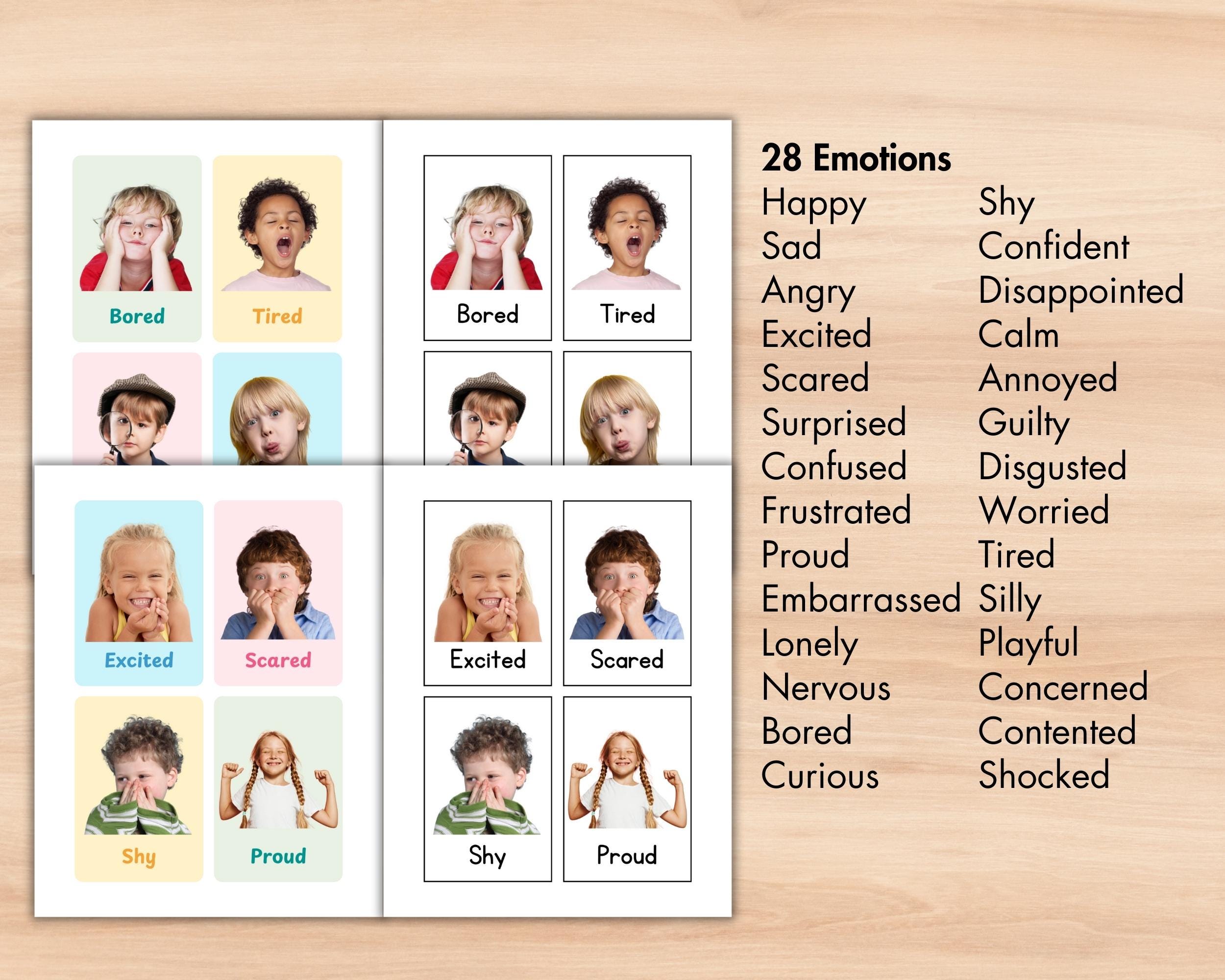 28 Photo Emotions Flashcards, Printable Feelings Flash Cards, Real ...