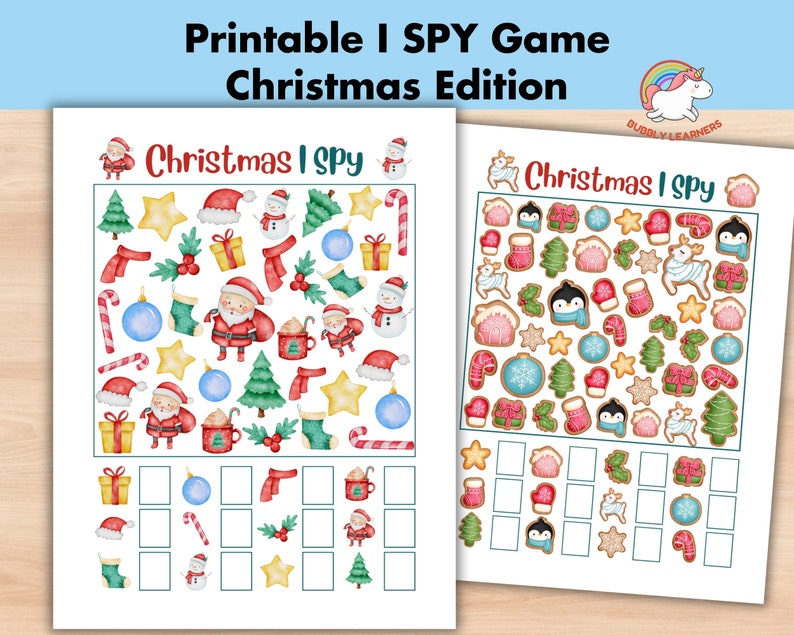 Christmas I Spy Printable Games, Christmas Game, Toddler & Preschool ...