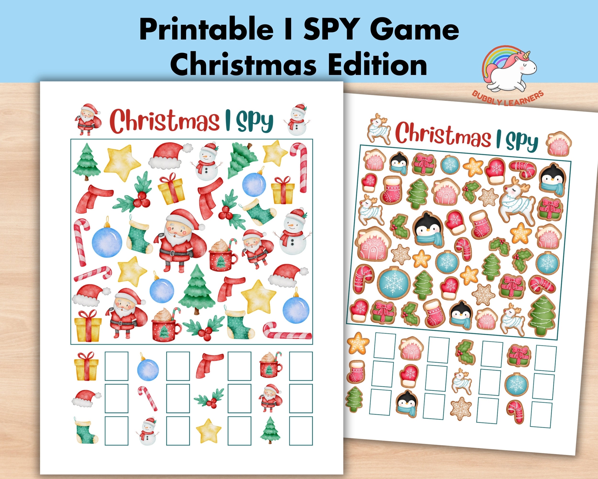 Christmas I Spy Printable Games, Christmas Game, Toddler & Preschool ...