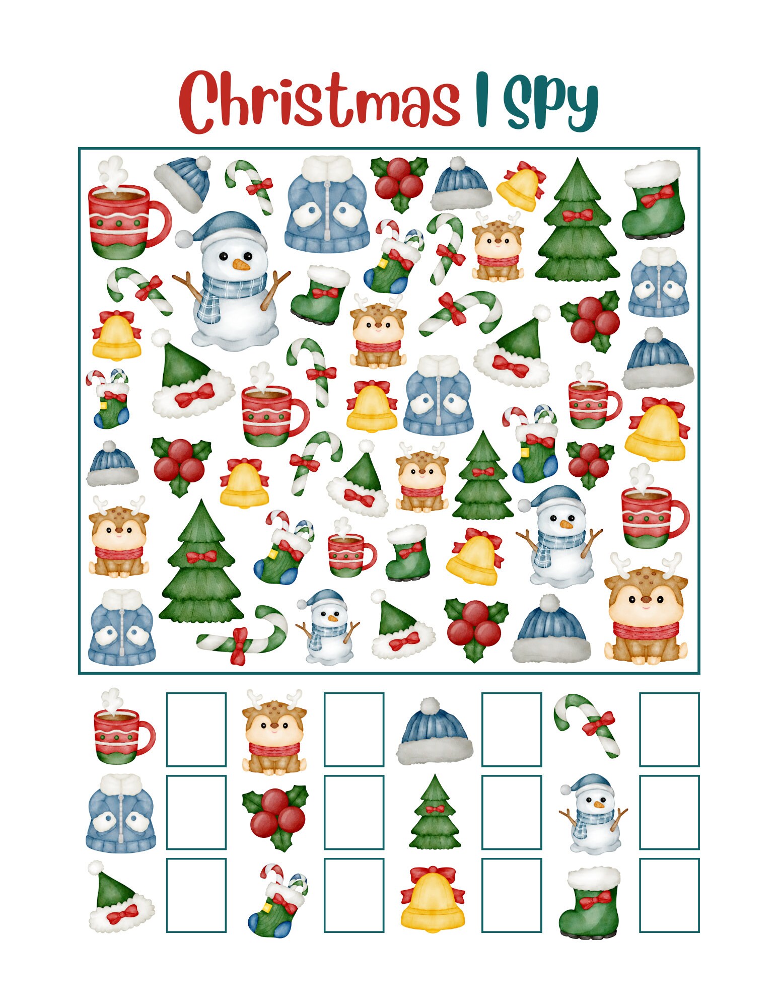 Christmas I Spy Printable Games, Christmas Game, Toddler & Preschool ...