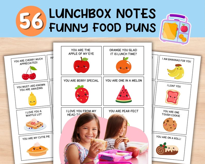 Food Lunchbox Note Card, Printable Lunch Note Affirmation Card for Kid ...