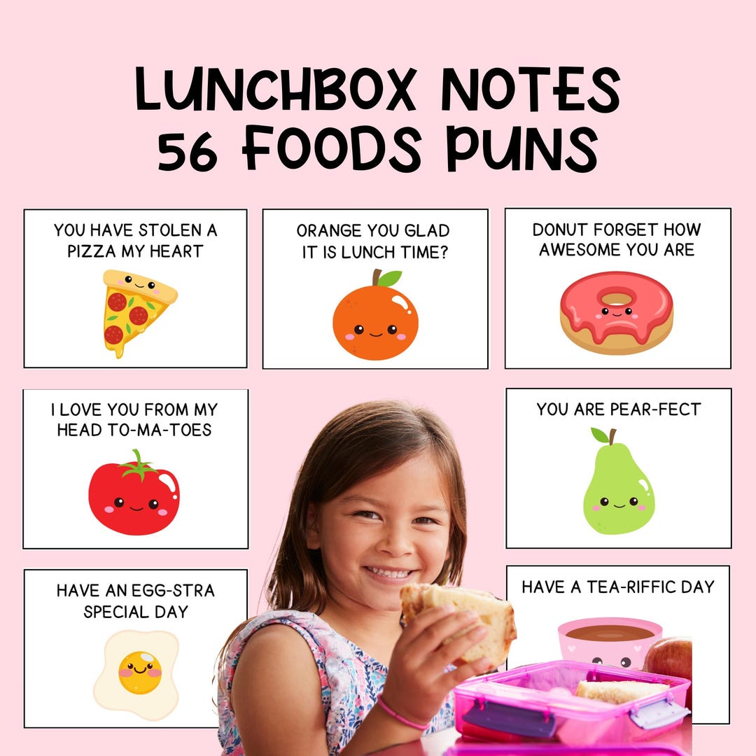 Food Lunchbox Note Card, Printable Lunch Note Affirmation Card for Kid ...