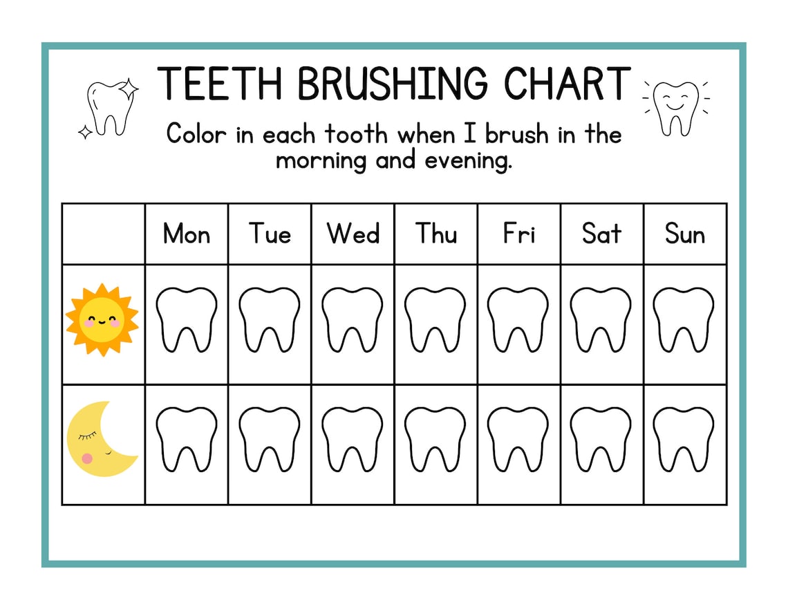 Brush Teeth Brushing Activity, Kids Dental Health Care, Printable ...