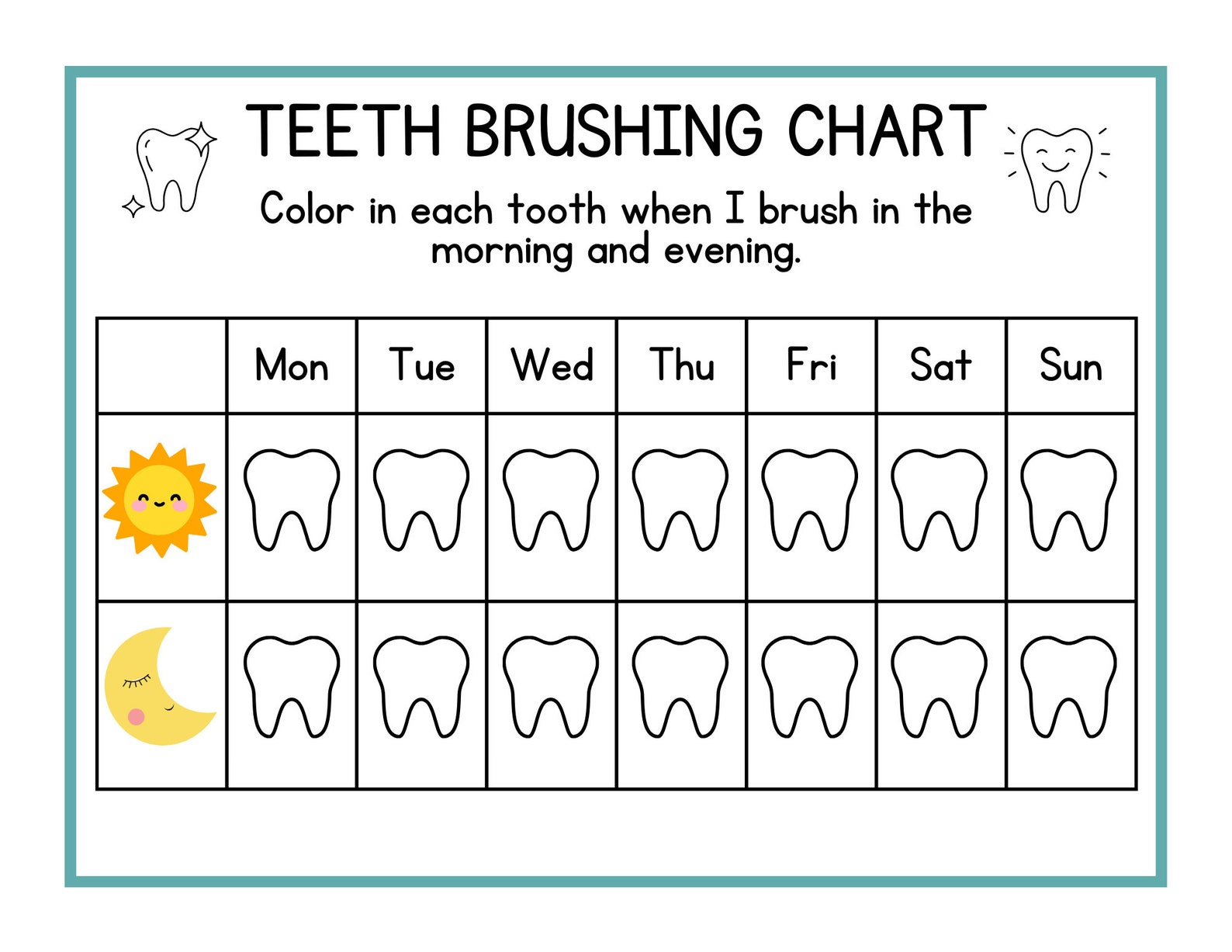Brush Teeth Brushing Activity, Kids Dental Health Care, Printable ...
