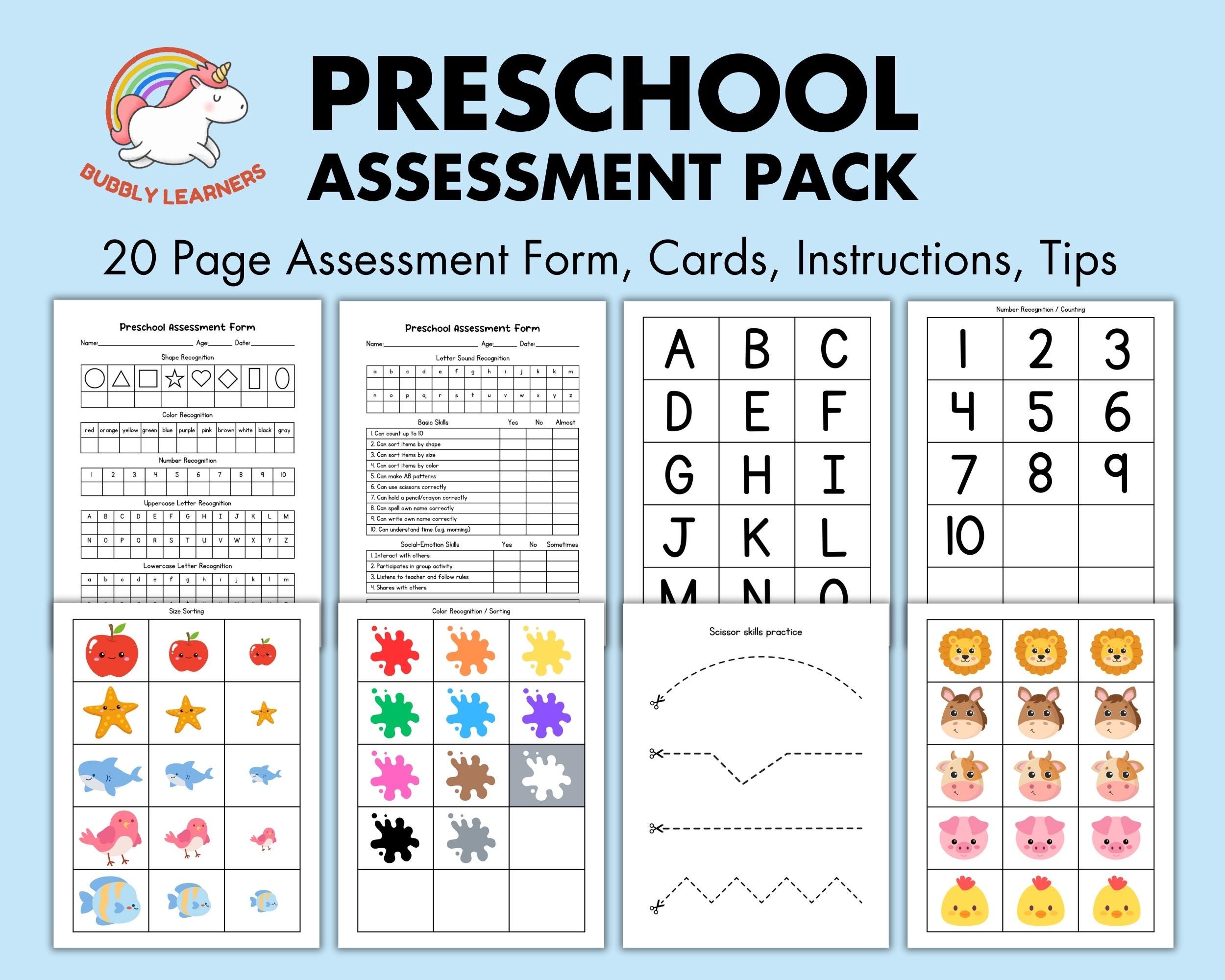 Preschool Assessment Forms Printable, Prek Assessment, Printable ...