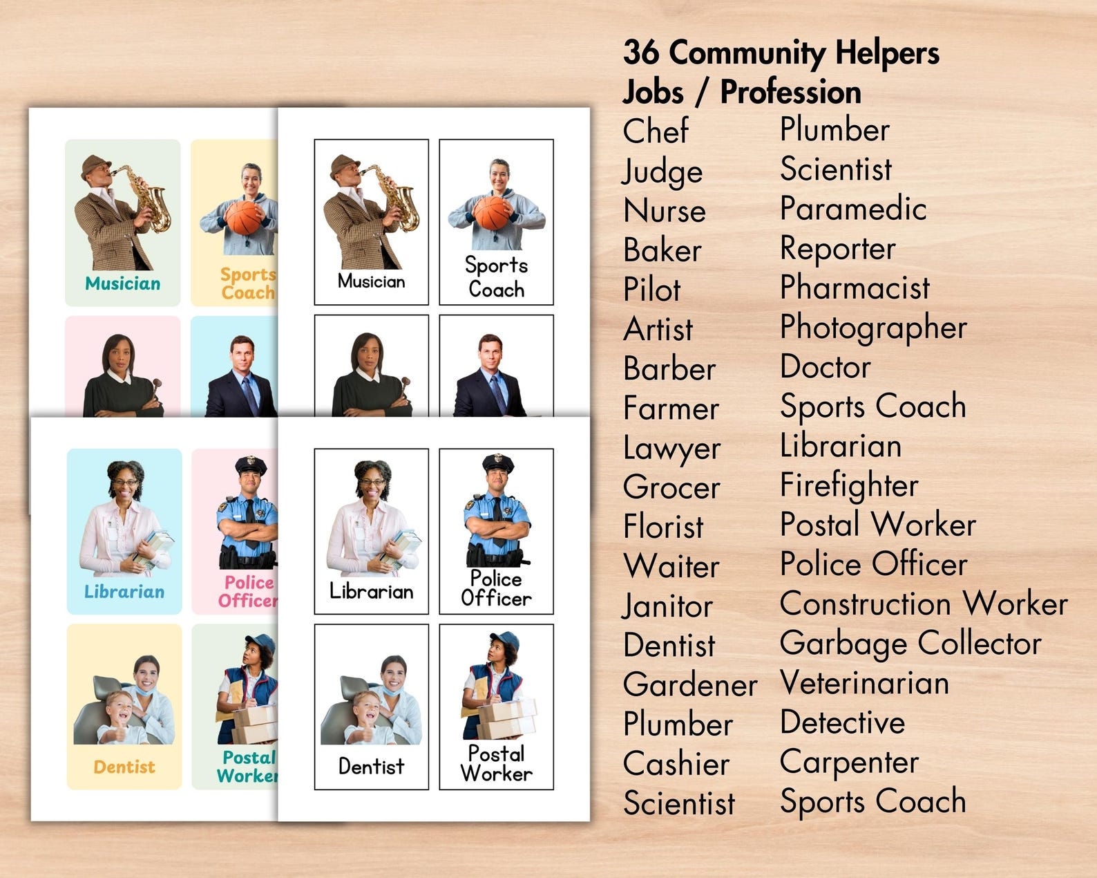 36 Community Helper Flashcards, Preschool Printable Job Occupation ...