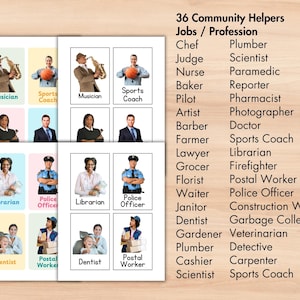 36 Community Helper Flashcards, Preschool Printable Job Occupation ...