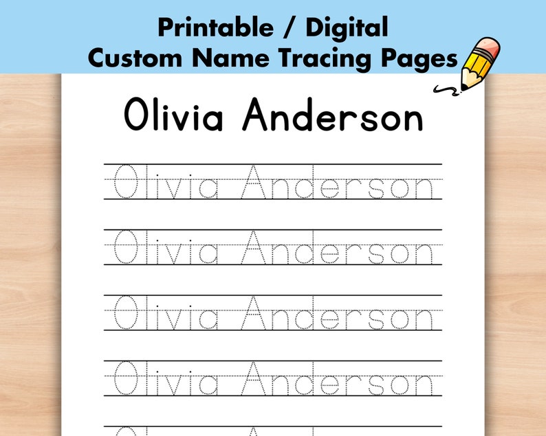 Custom Name Tracing Page Personalized Name Trace Handwriting Practice ...