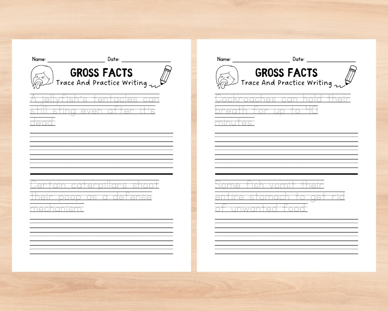 42 Gross Facts Write the Sentence Worksheet, Printable Sentences ...