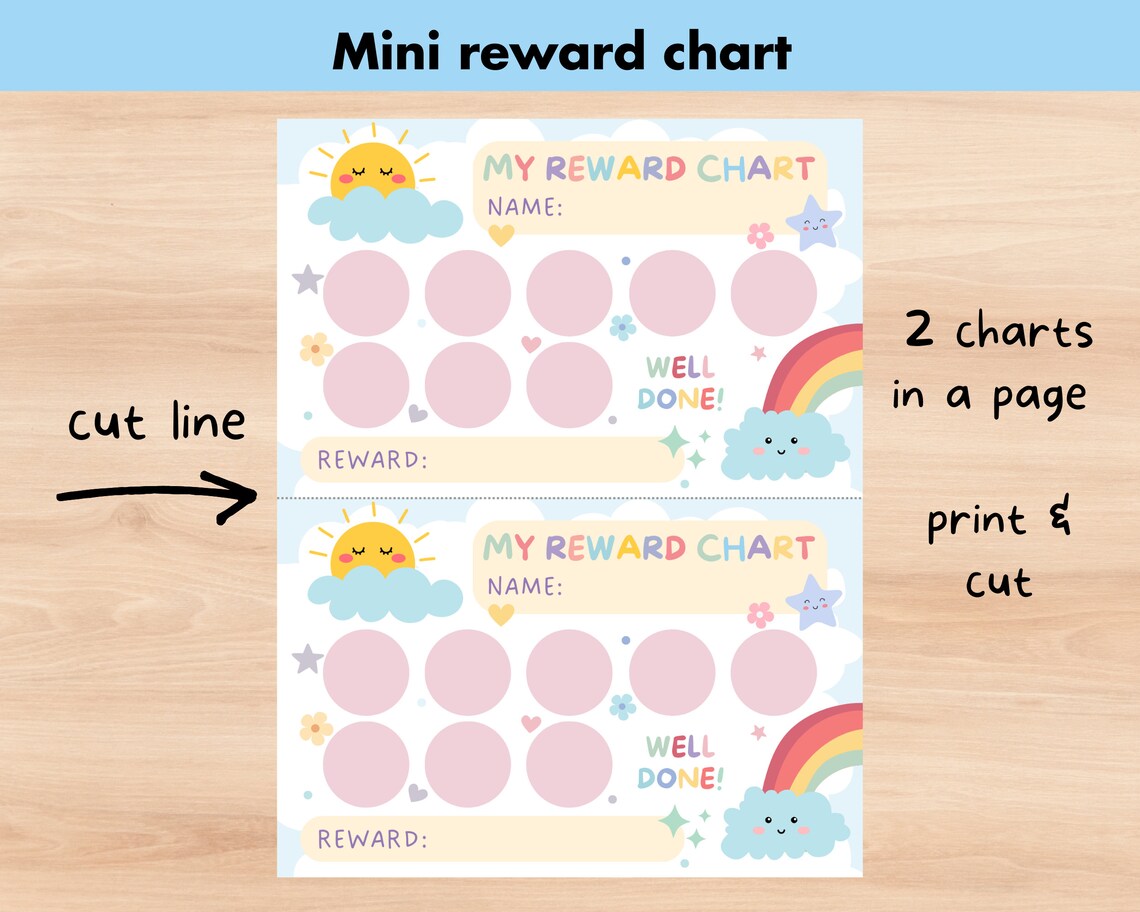 Printable Reward Chart Toddler, Rainbow Reward Chart Mini, Kids Routine ...