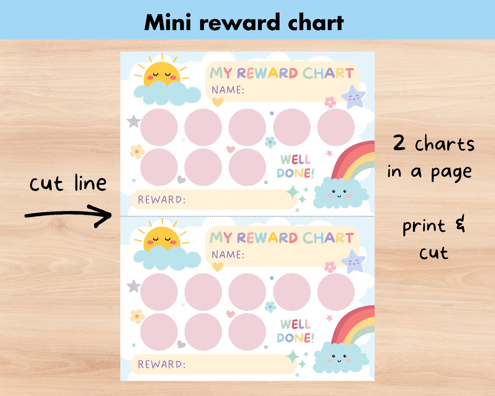 Printable Reward Chart Toddler, Rainbow Reward Chart Mini, Kids Routine ...