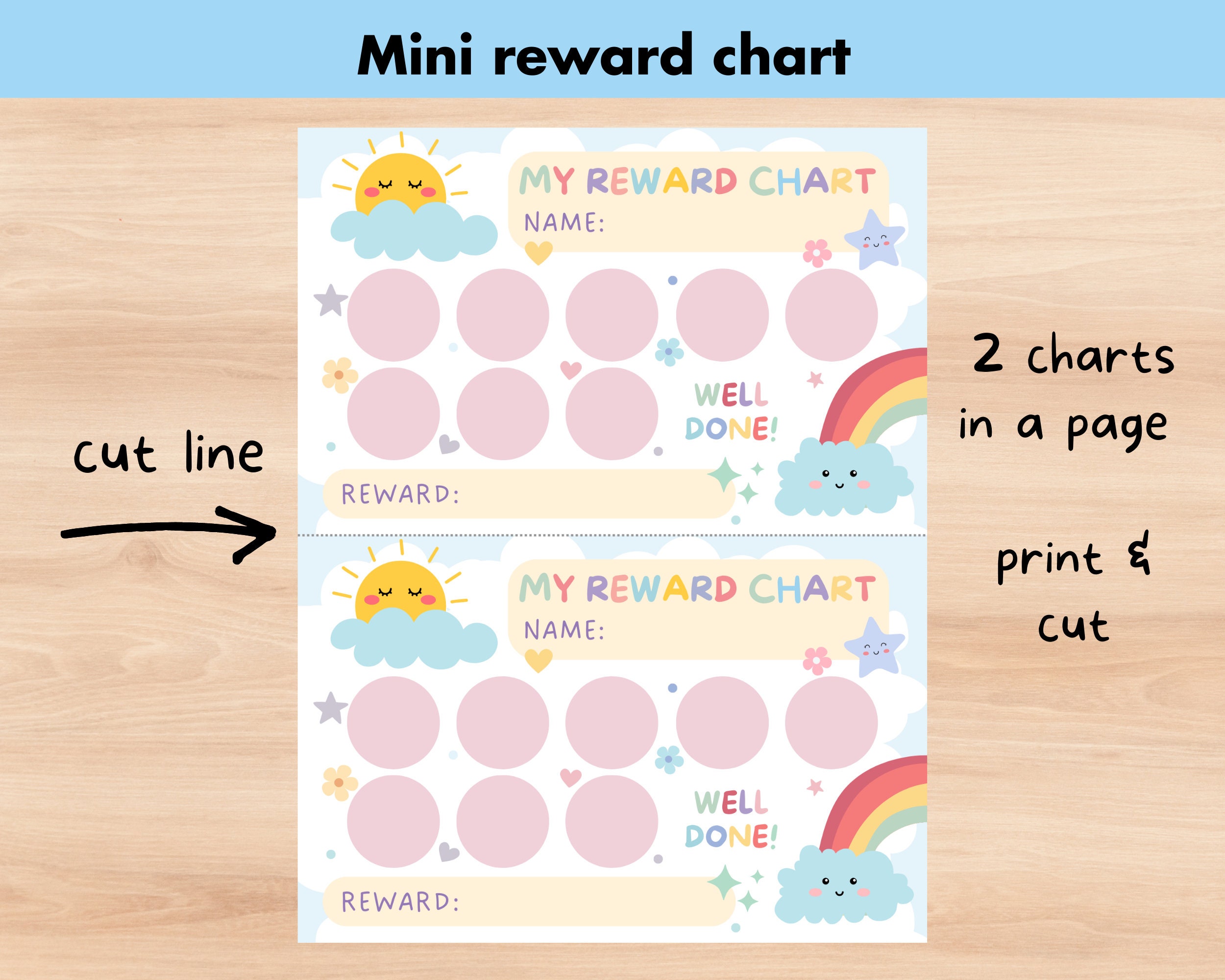 Printable Reward Chart Toddler, Rainbow Reward Chart Mini, Kids Routine ...