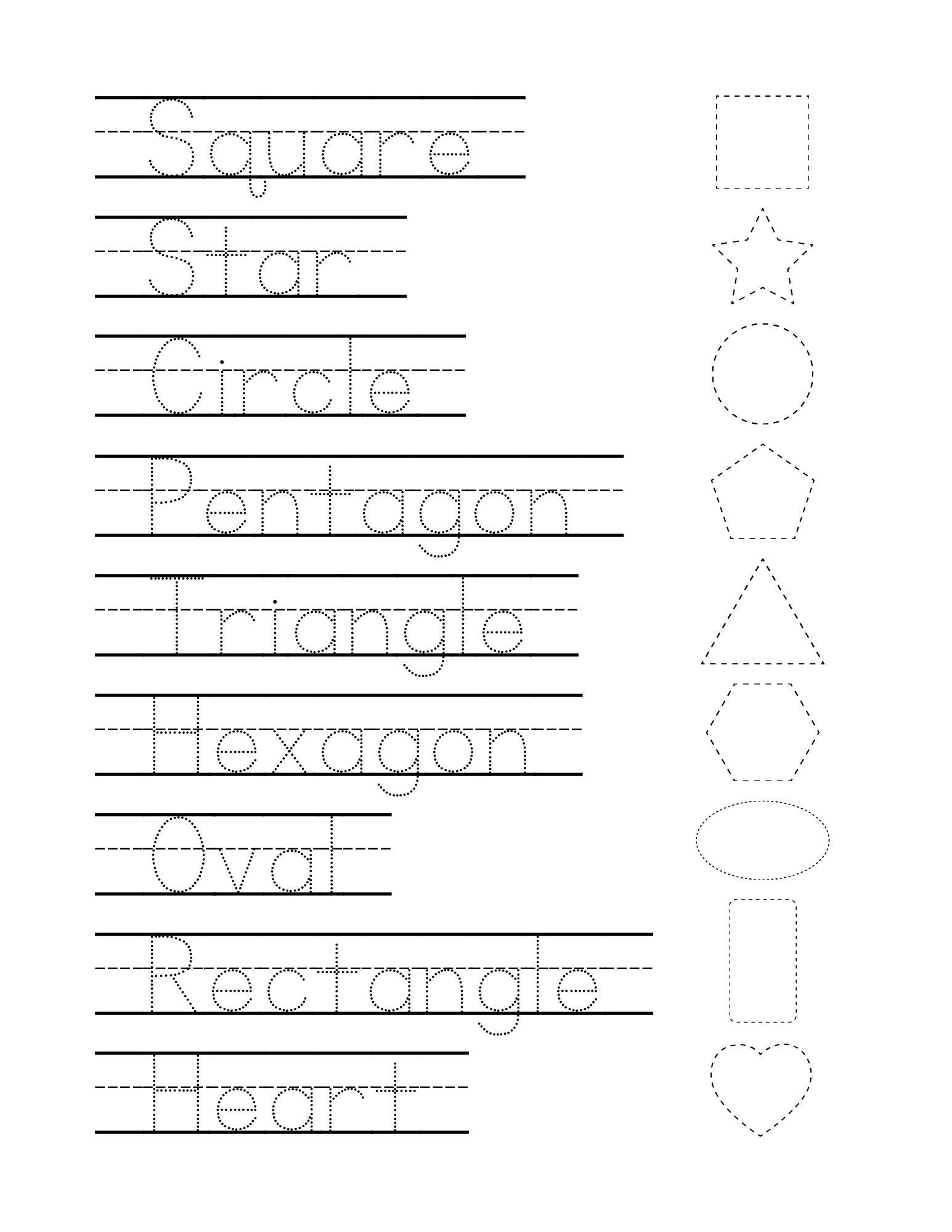 Preschool Shape Tracing, Basic Shape Tracing, Shape Tracing Worksheets ...