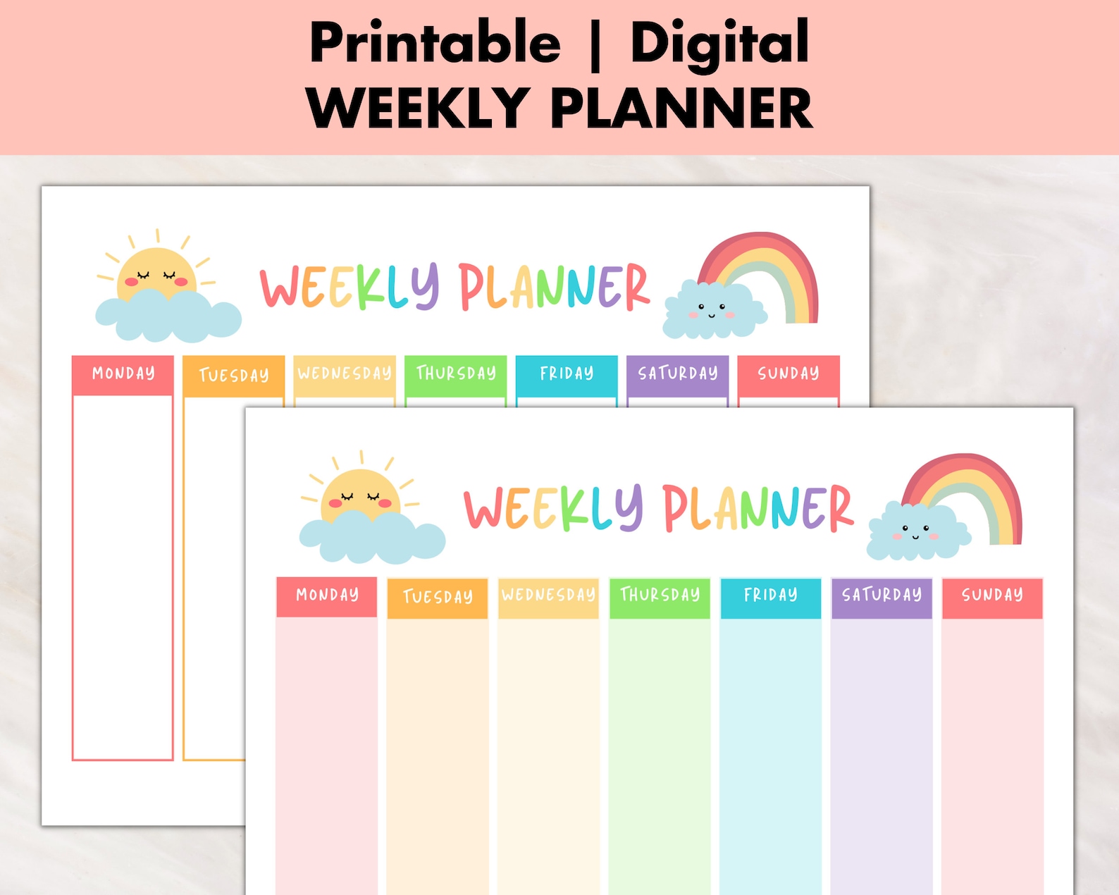 Kids Weekly Calendar Rainbow Printable, Homeschool Toddler Schedule ...