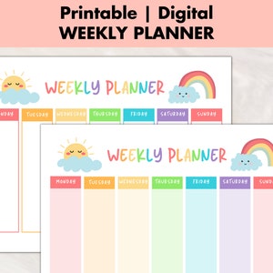 Kids Weekly Calendar Rainbow Printable, Homeschool Toddler Schedule ...