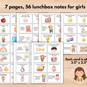 Cute Lunch Box Notes for Girls Printable, Lunchbox Positive Affirmation ...