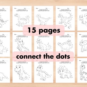 Dot to Dot Connect the Dots Dinosaur Pages, Printable Preschool ...
