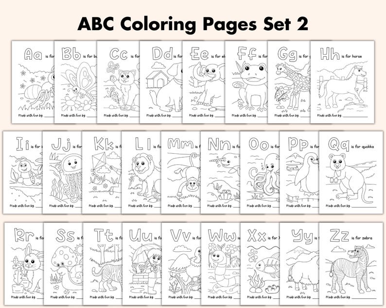 ABC Baby Shower Coloring Book, Printable Activity Baby Shower Game, Fun ...