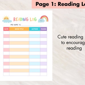 Printable Kids Reading Log Rainbow, Kids Book Tracker Bookmarks ...