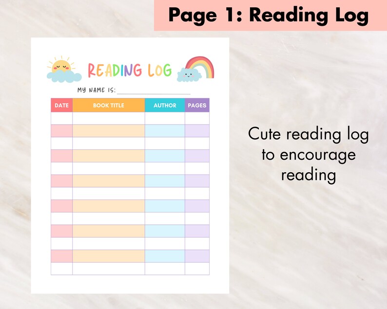 Printable Kids Reading Log Rainbow, Kids Book Tracker Bookmarks ...